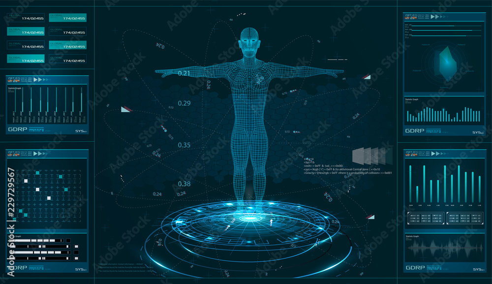 Medical Infographic HUD. Health and healthcare icons and Structure of ...