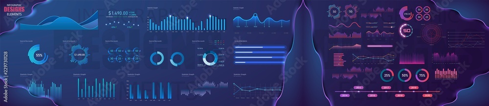 Modern modern infographic vector template with statistics graphs and ...