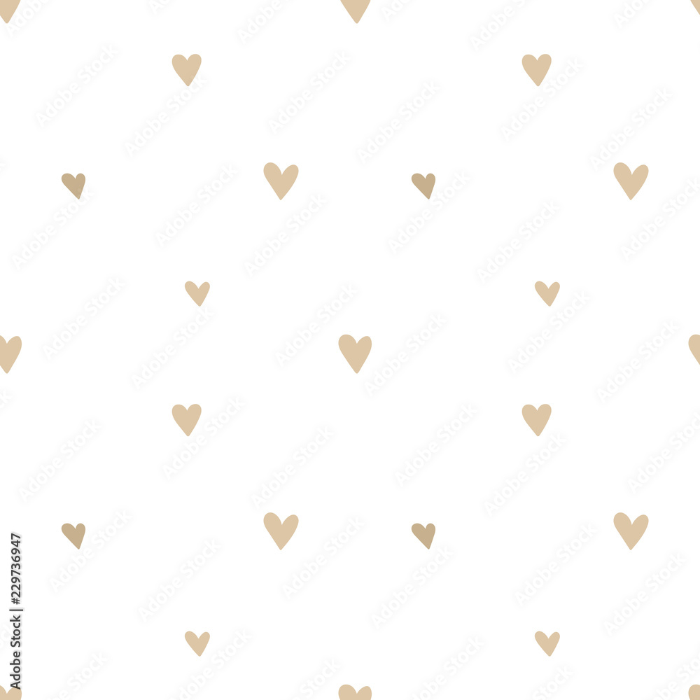 Seamless pattern of hand-drawn beige hearts on a transparent background ...