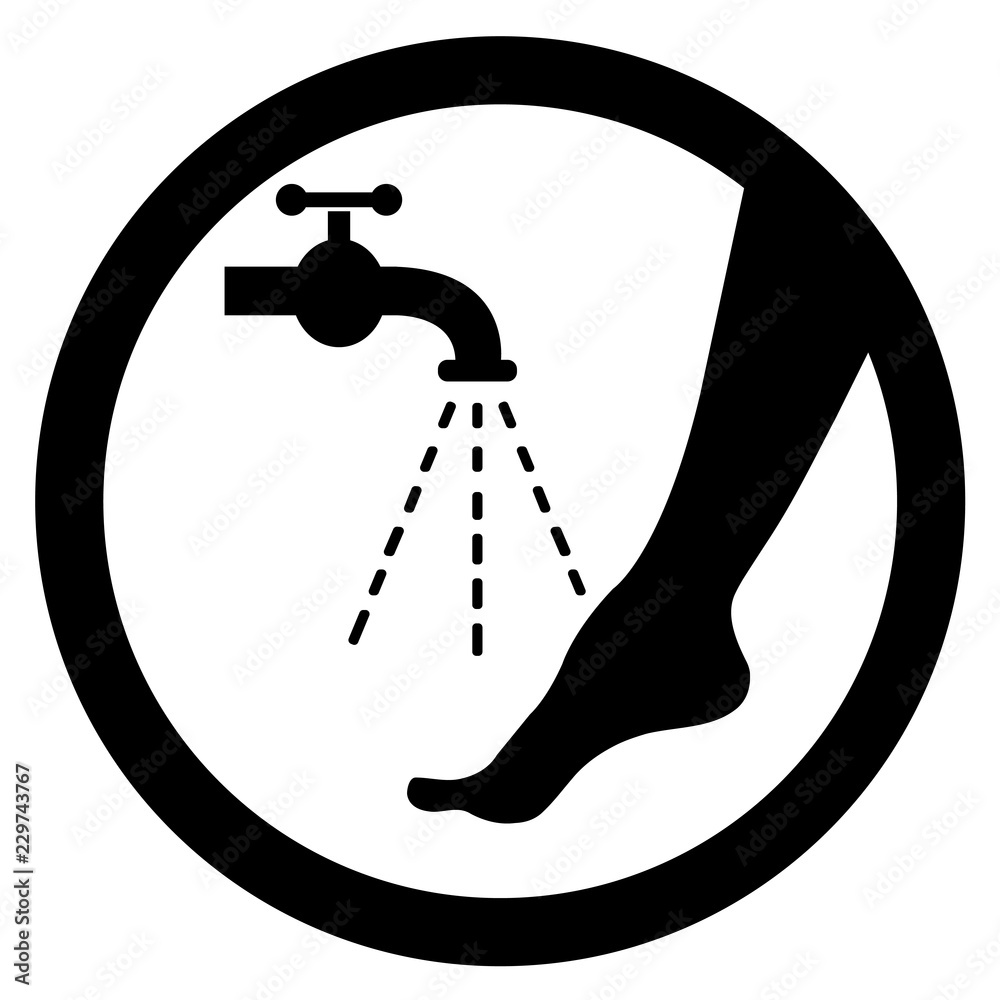 Washing the feet icon. First Aid - wash the leg injury. Stock Vector ...