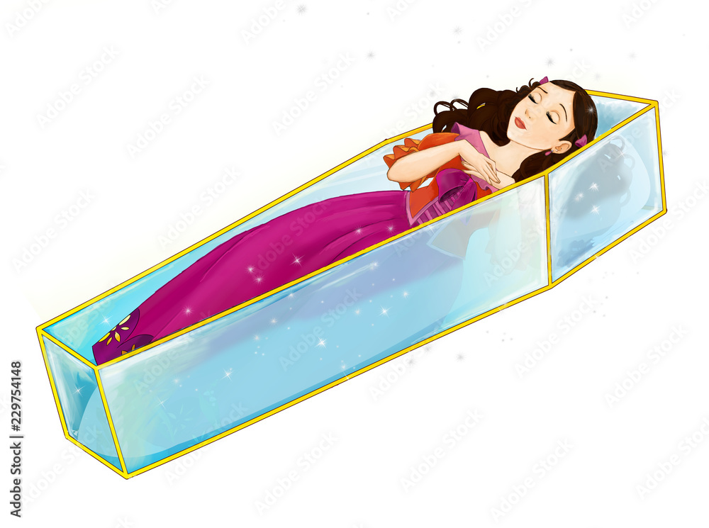 cartoon scene with beautiful princess on white background ...