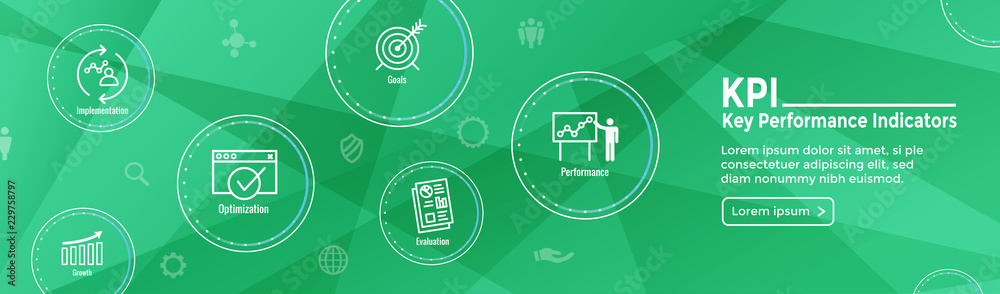 KPI - Key Performance Indicators Web Header Banner and Icon set Stock ...