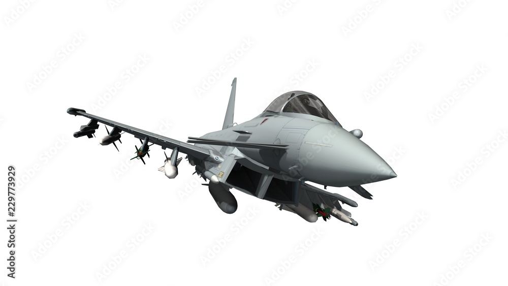military fighter jet - armed military fighter jet isolated on white ...
