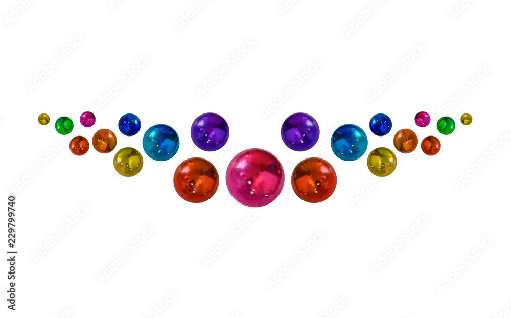 Vector Realistic Metallic Colorful Balls, Divider Line Template ...