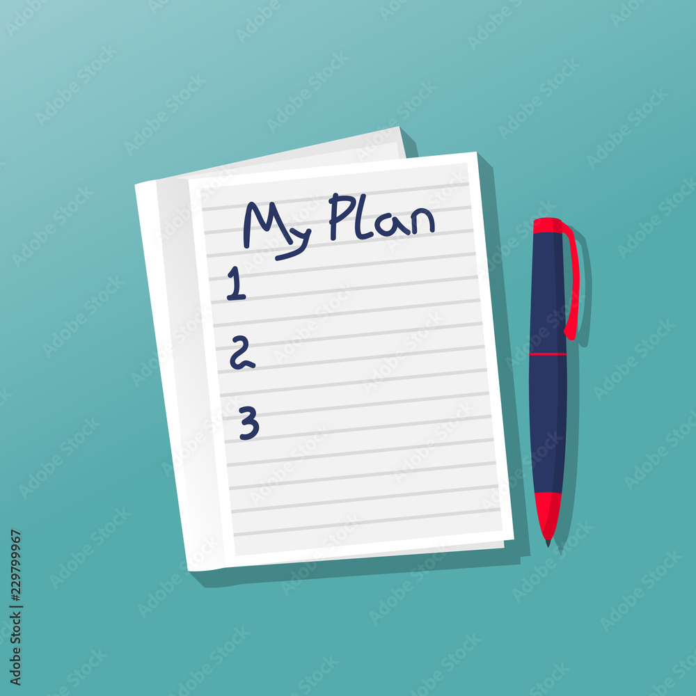 Notebook with my plan. Personal planning. Motivation, goals in life ...