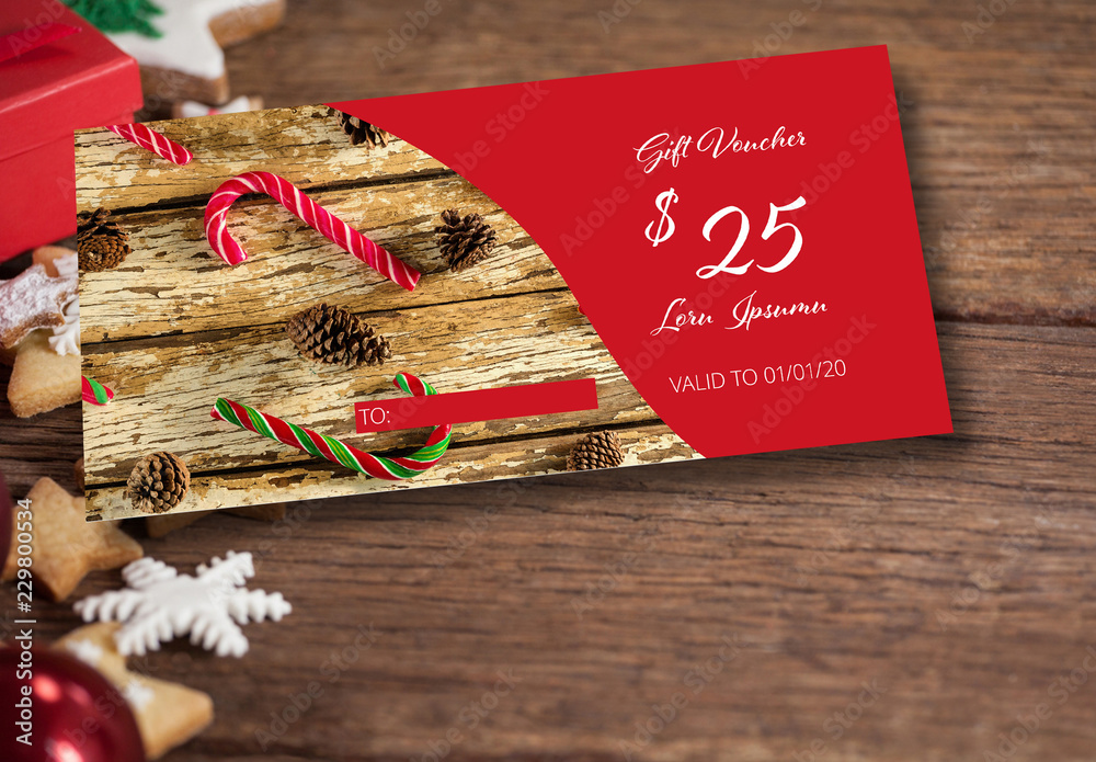 Festive Gift Voucher Layout Stock Template | Adobe Stock