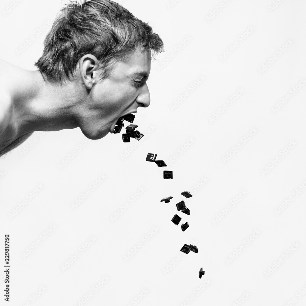 vomiting, nausea, buttons with a computer keyboard, disgust, voracious ...