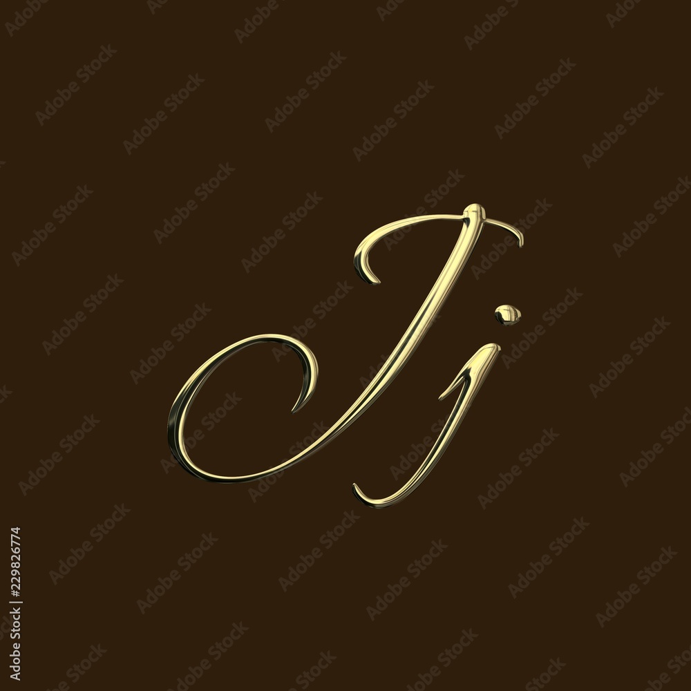 Alphabet letter J with metallic gold texture, 3D rendering, golden abc ...
