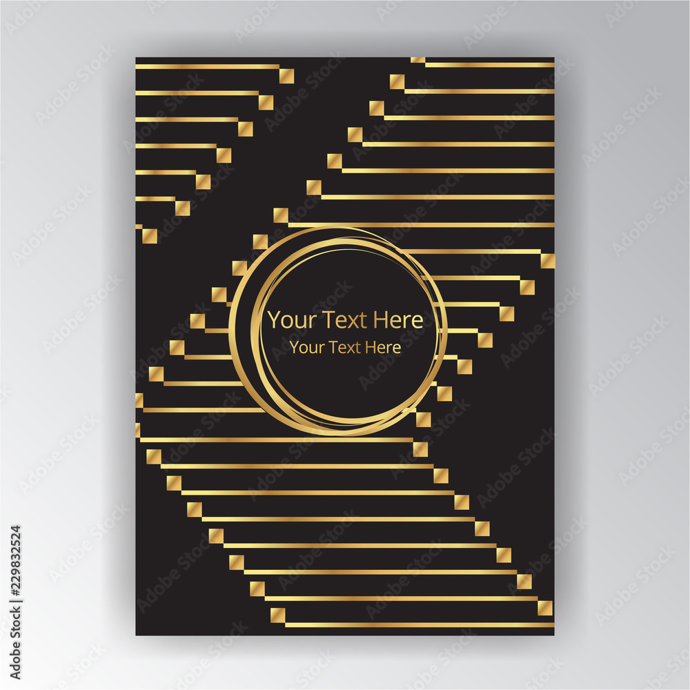 Golden black page decoration art deco art nuvo , geometric , page cover ...