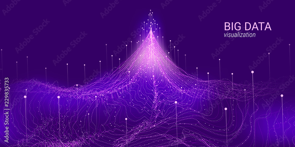 Wave 3D Big Data Visualization. Analysis Infographic. Stock Vector ...