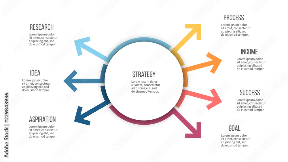 Business infographic. Organization chart with 7 options. Vector ...