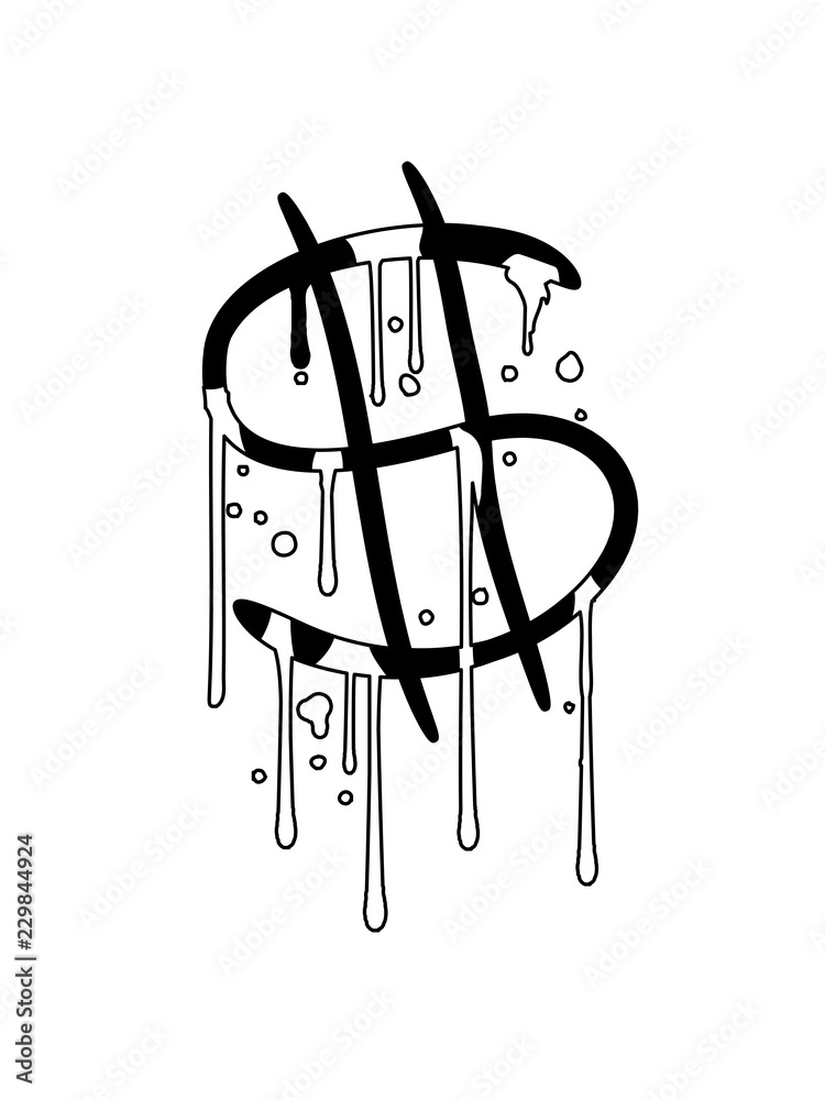 graffiti blut tropfen nass spray dollar symbol zeichen reich reichtum ...