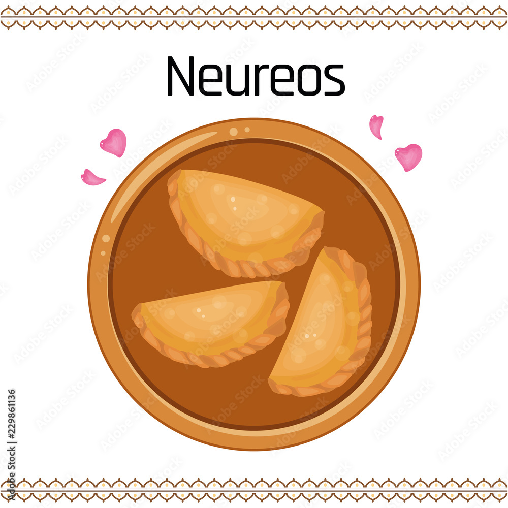 Neureos, traditional Indian food, vector illustration Stock Vector ...