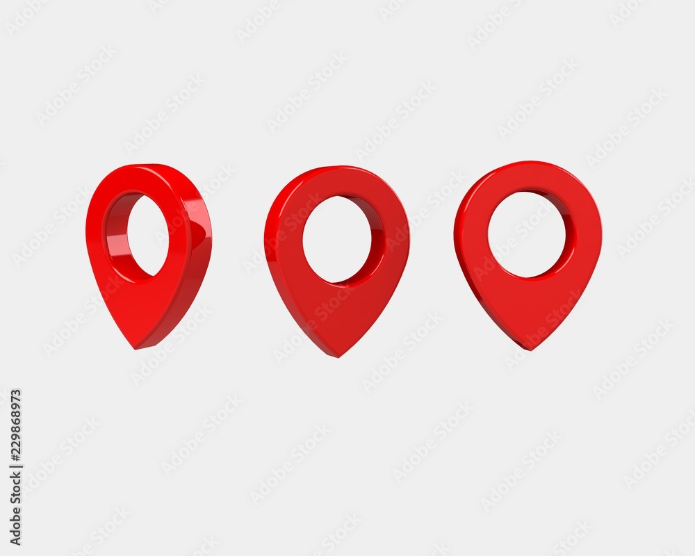 LOCATION pin glossy red arrow. The concept of tagging a sign landmark ...