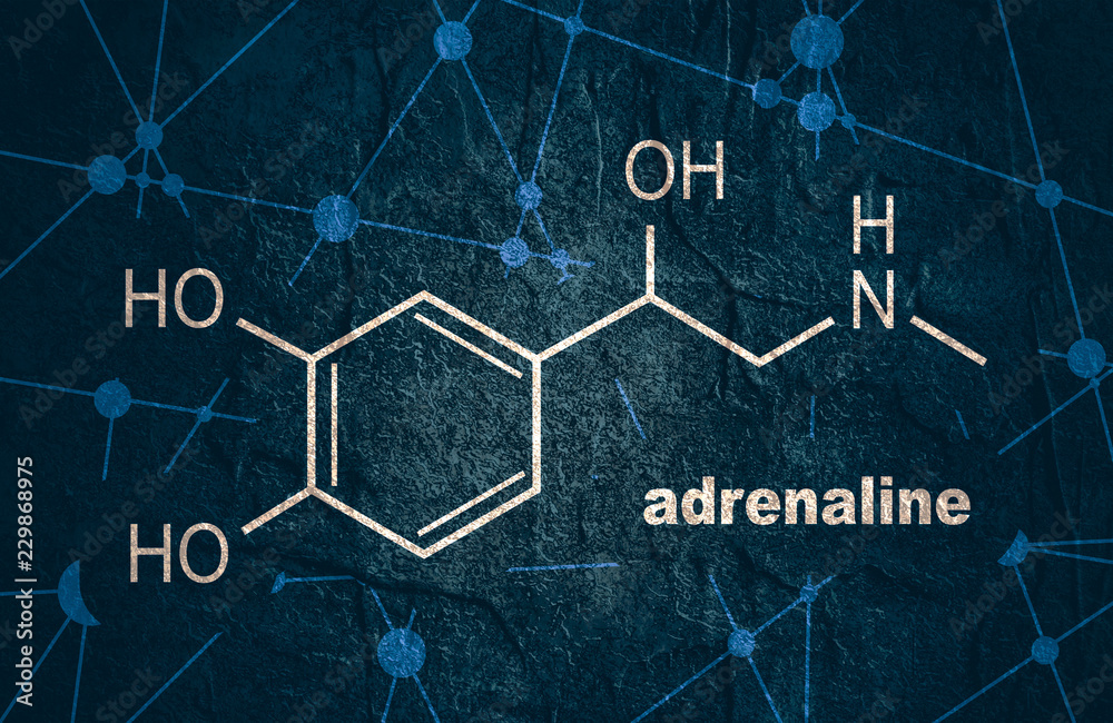 Chemical molecular formula hormone adrenaline. Infographics ...