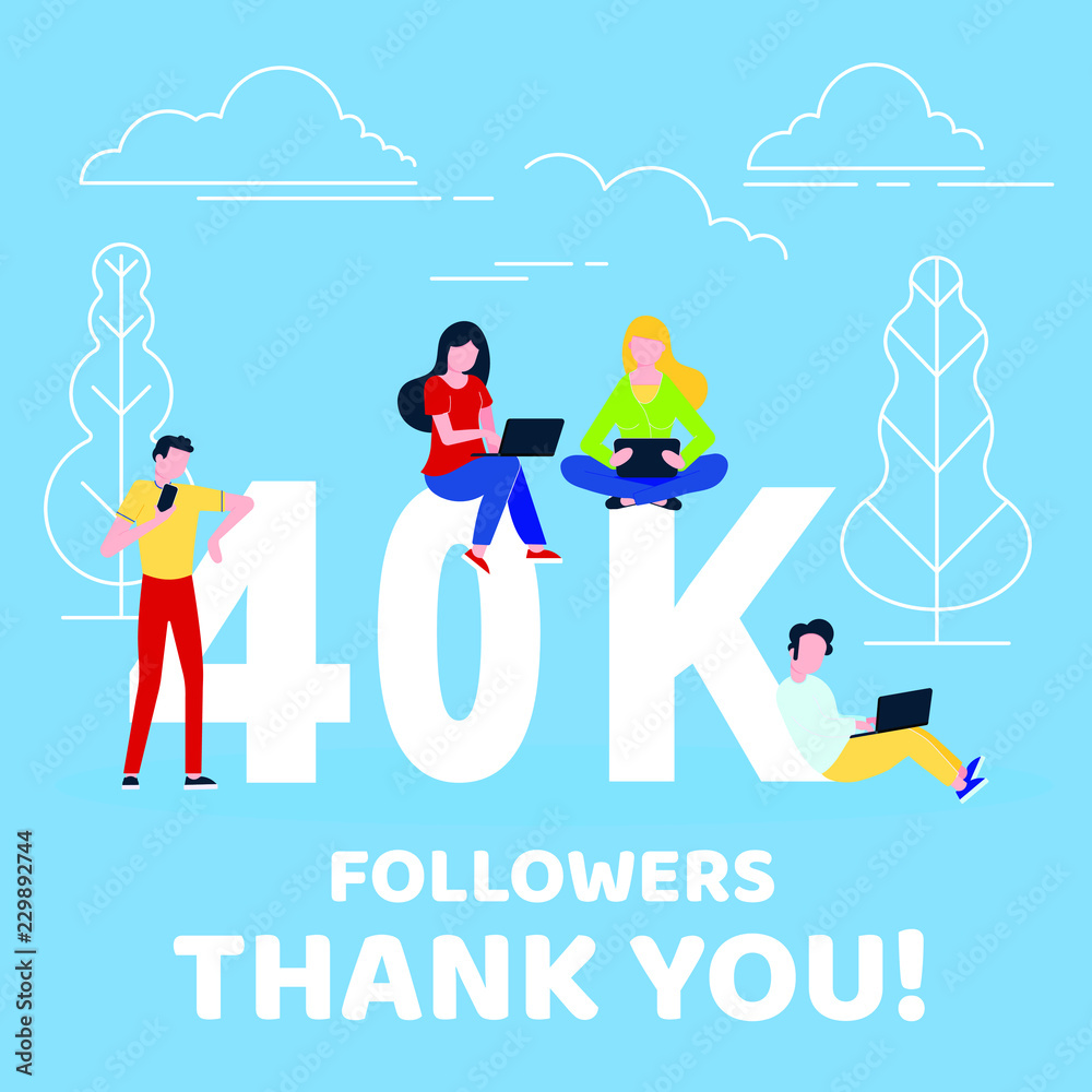 Thank You 40000 Followers Numbers Postcard People Man Woman Big