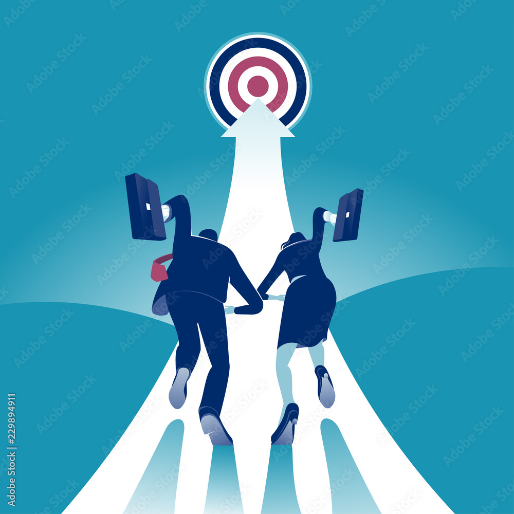 Race. Businesspersons running to the target. Concept business vector ...