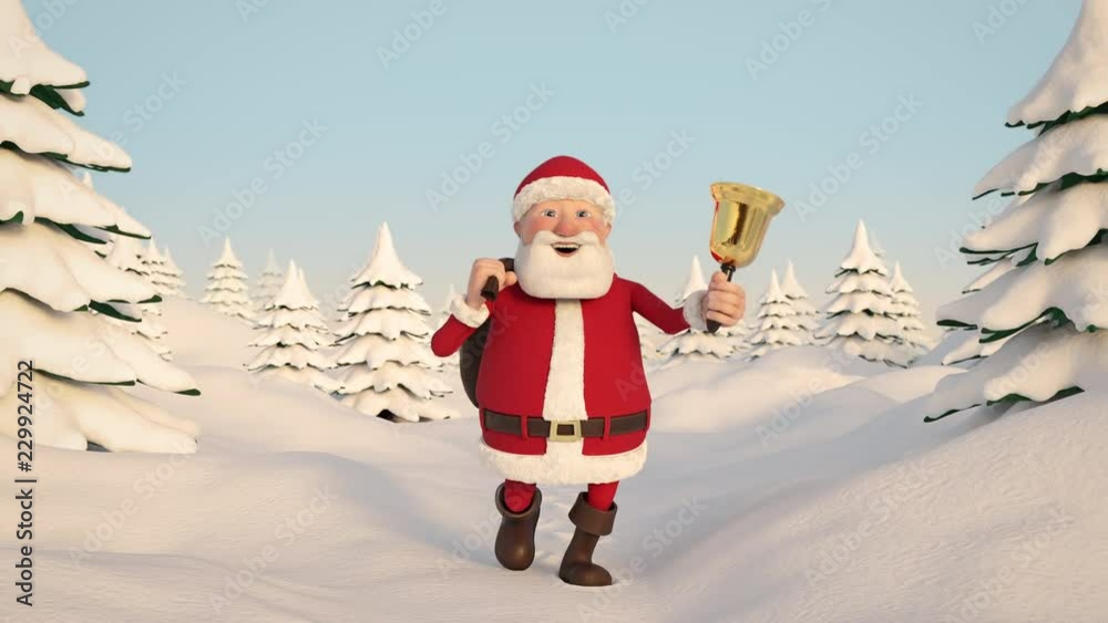 Seamless looping animation of a cartoon Santa Claus walking through a ...
