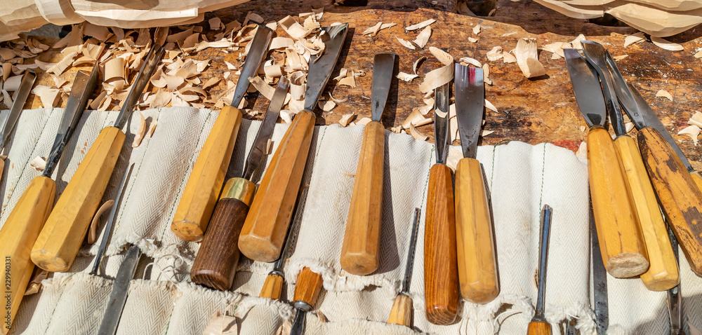 Wood Carving Tools Stock Photo | Adobe Stock