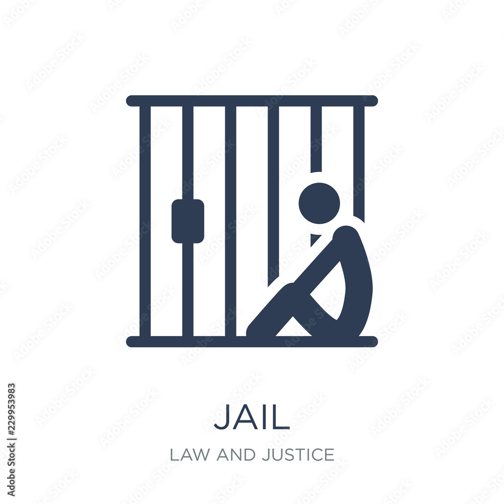 Jail icon. Trendy flat vector Jail icon on white background from law ...