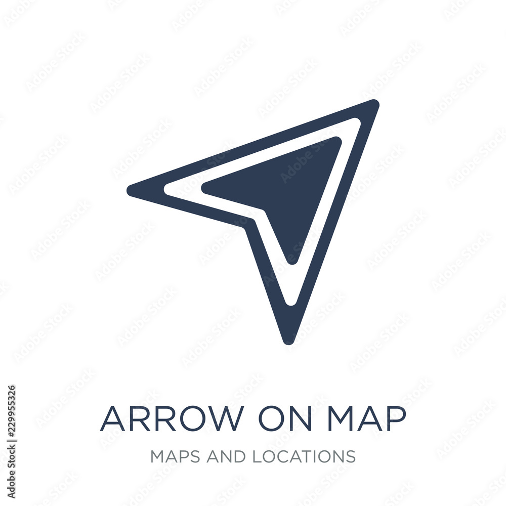 Arrow On Map icon. Trendy flat vector Arrow On Map icon on white ...