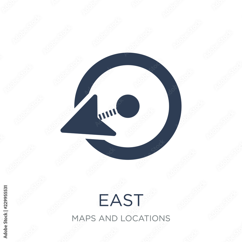 East icon. Trendy flat vector East icon on white background from Maps ...