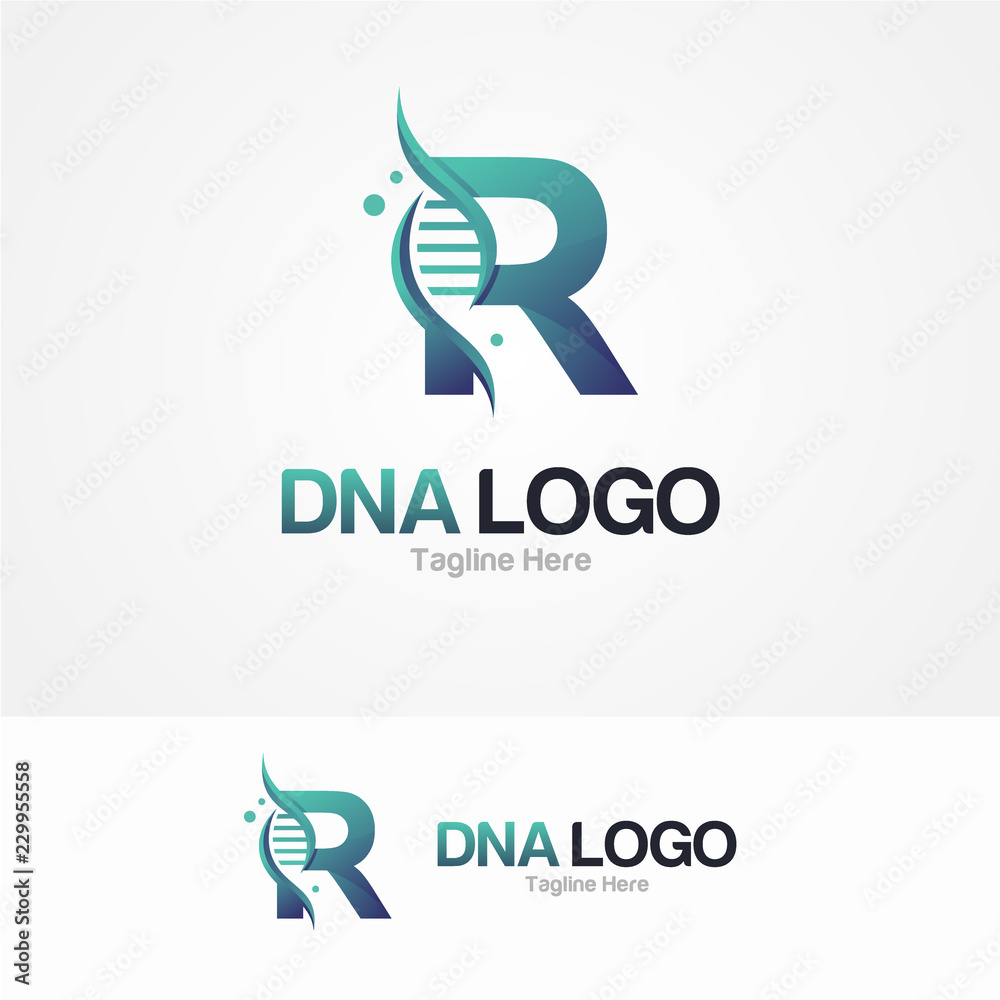Abstract Letter R and DNA Vector Logo Stock Vector | Adobe Stock