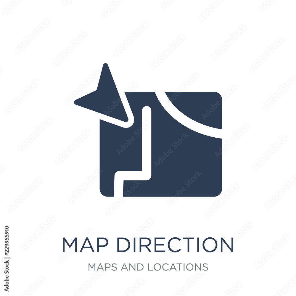 Map Direction icon. Trendy flat vector Map Direction icon on white ...