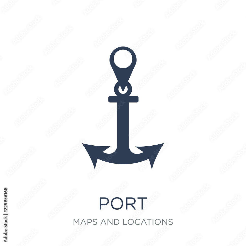 Port Sign icon. Trendy flat vector Port Sign icon on white background ...
