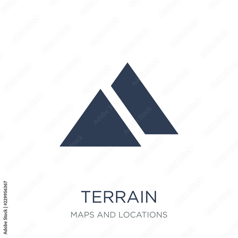 Terrain icon. Trendy flat vector Terrain icon on white background from ...