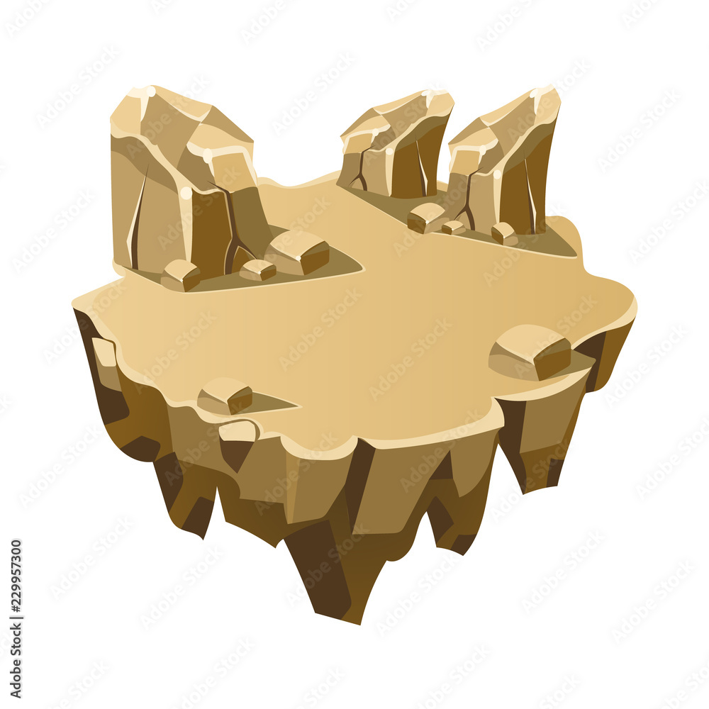 Cartoon Stone Isometric Island for Game, Vector Illustration Stock ...