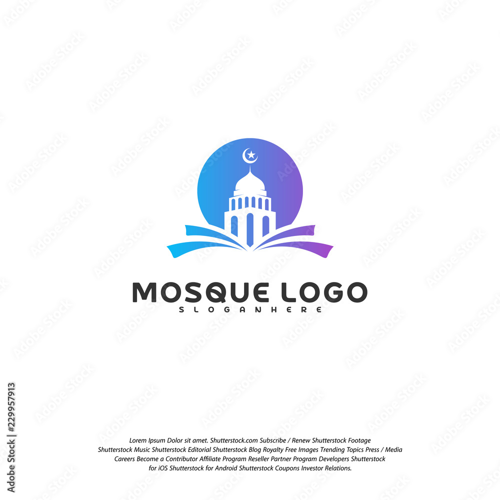 Islamic logo design vector. Mosque logo template. Muslims learn logo ...