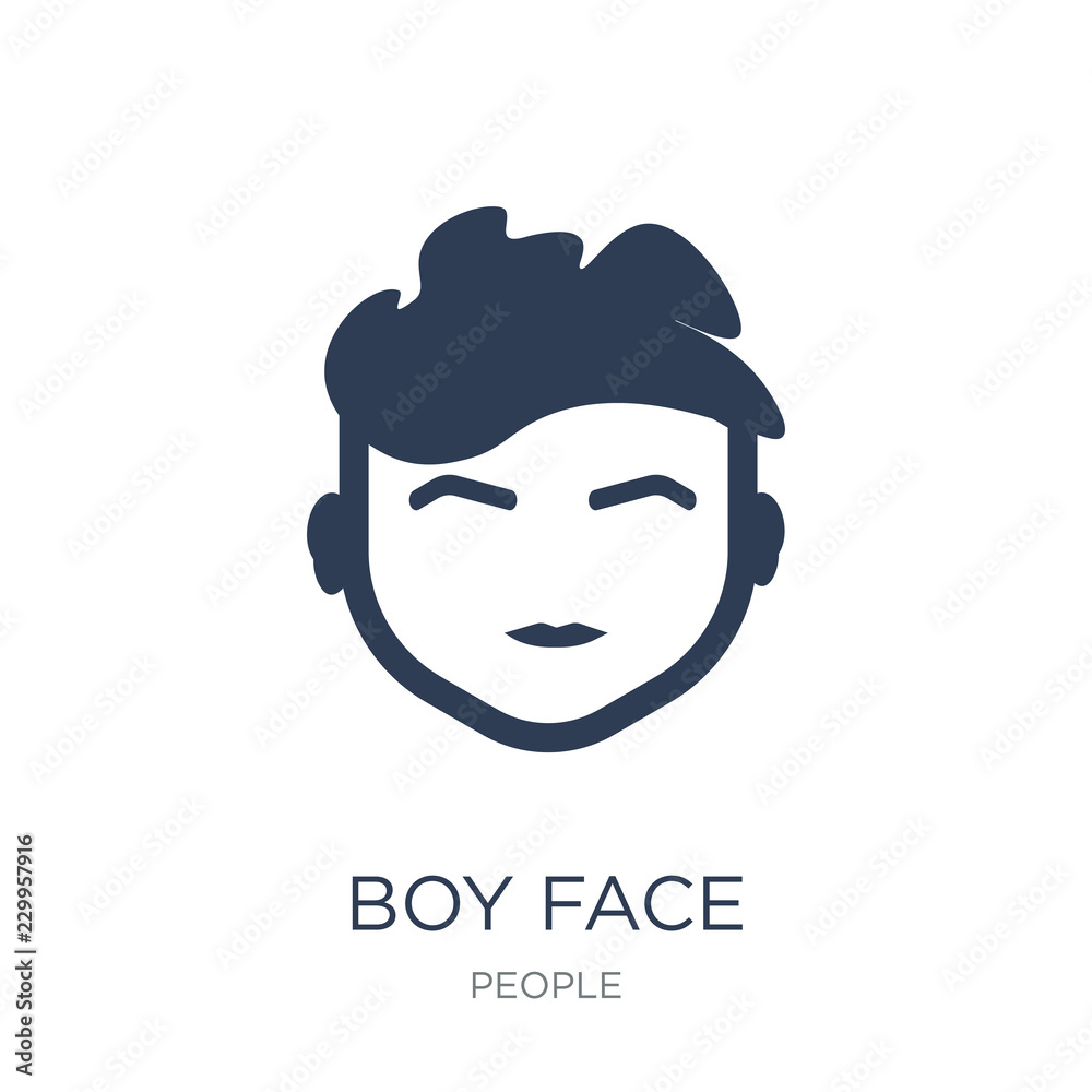 Boy face icon. Trendy flat vector Boy face icon on white background ...