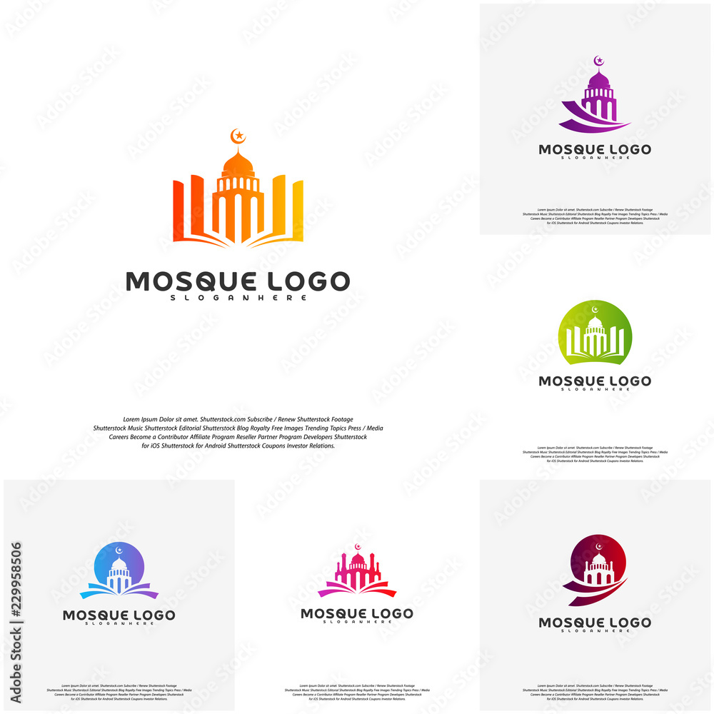 Set Islamic logo design vector. Mosque logo template. Muslims learn ...