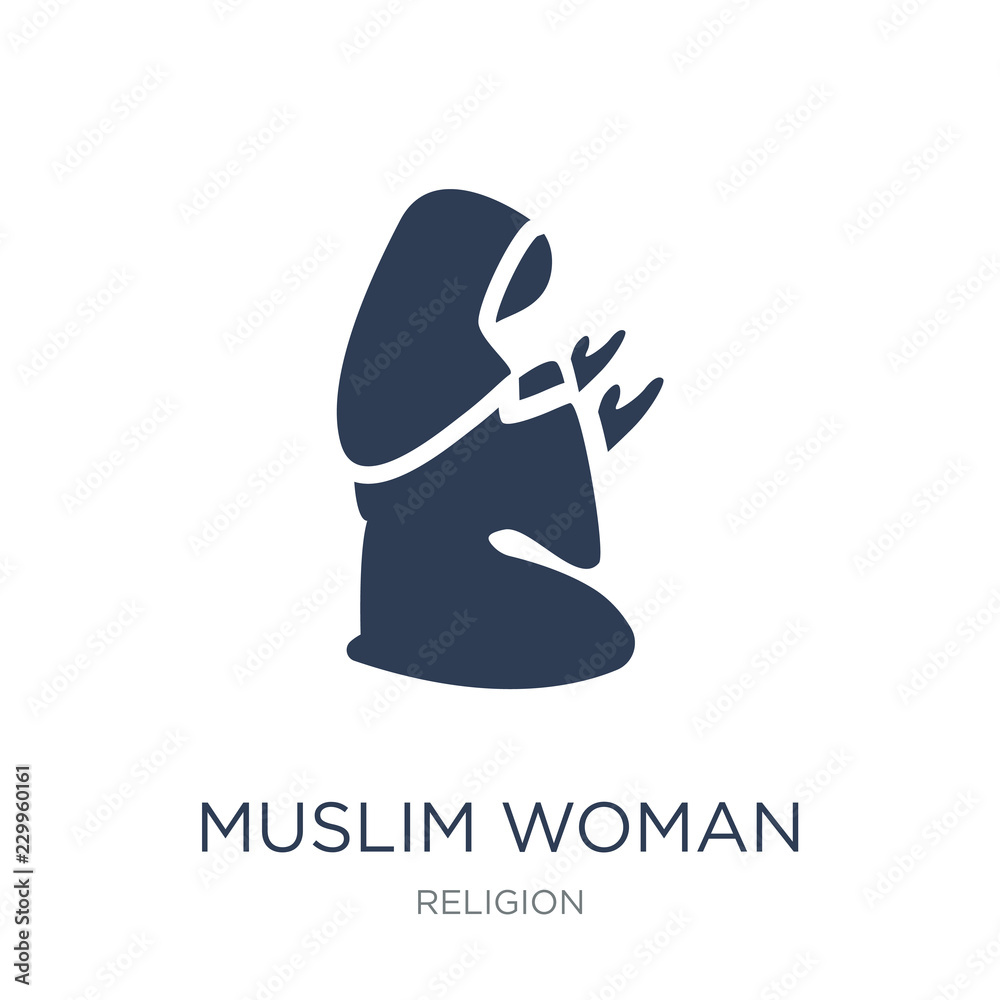 Muslim Woman Praying icon. Trendy flat vector Muslim Woman Praying icon ...