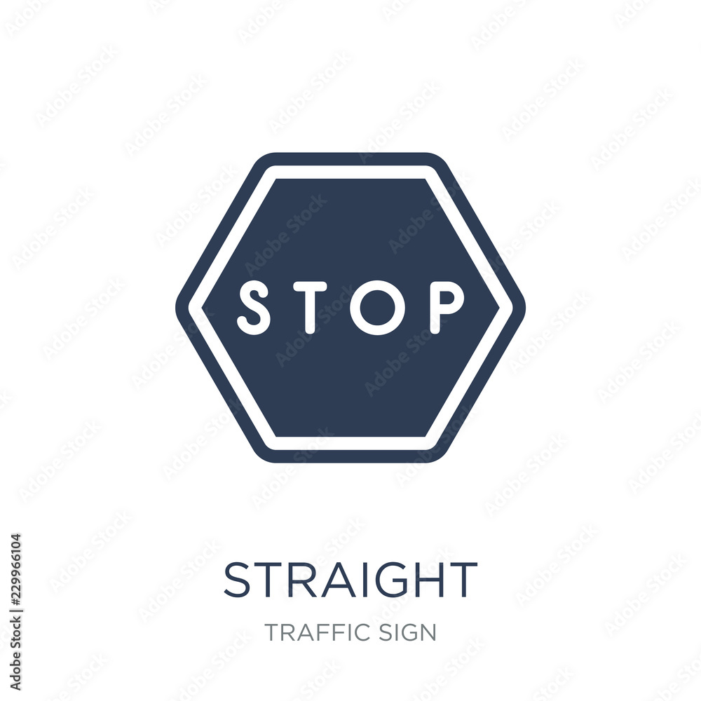 straight prohibitor no entry sign icon. Trendy flat vector straight ...