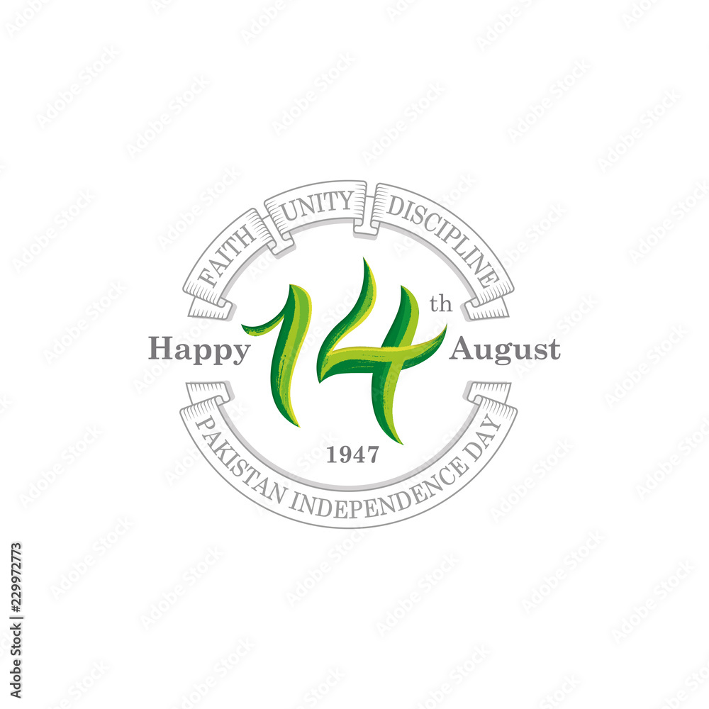 14th August pakistan independence day Logo, Typographic emblems & badge ...