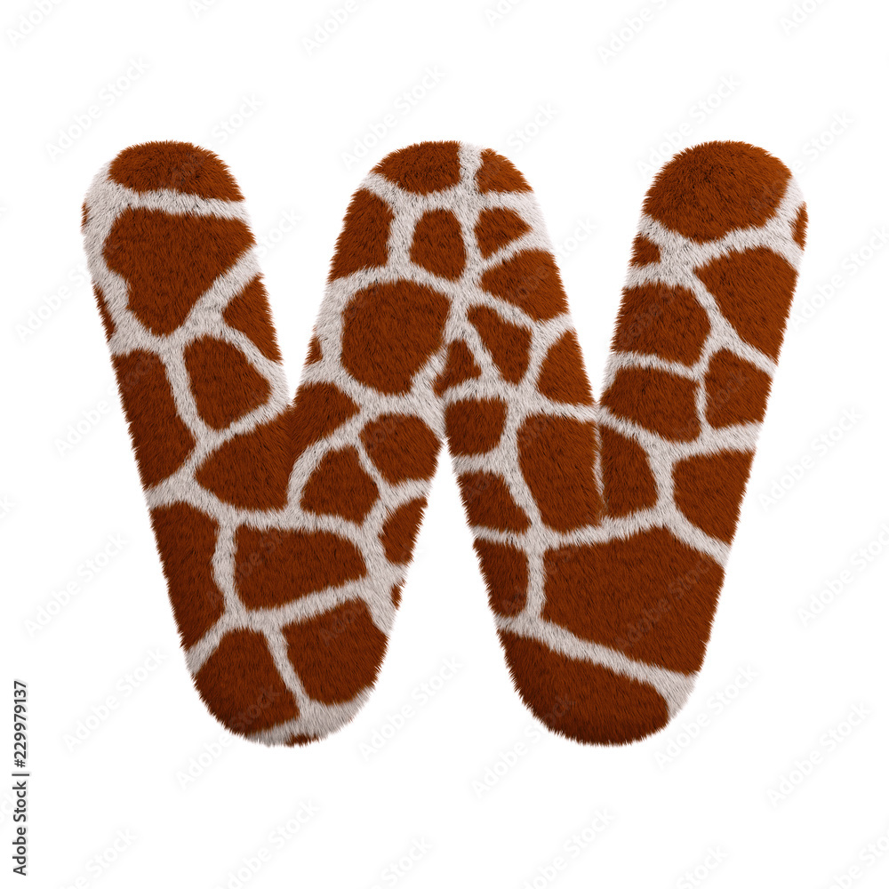 Giraffe letter W - Capital 3d fur font - Safari, Wildlife or Africa ...