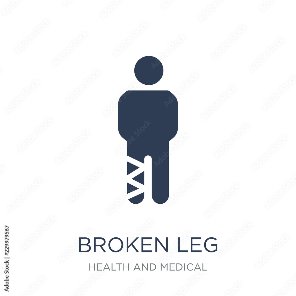 Broken leg icon. Trendy flat vector Broken leg icon on white background ...