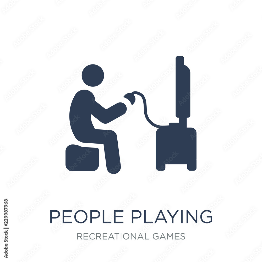People playing Video game icon icon. Trendy flat vector People playing ...