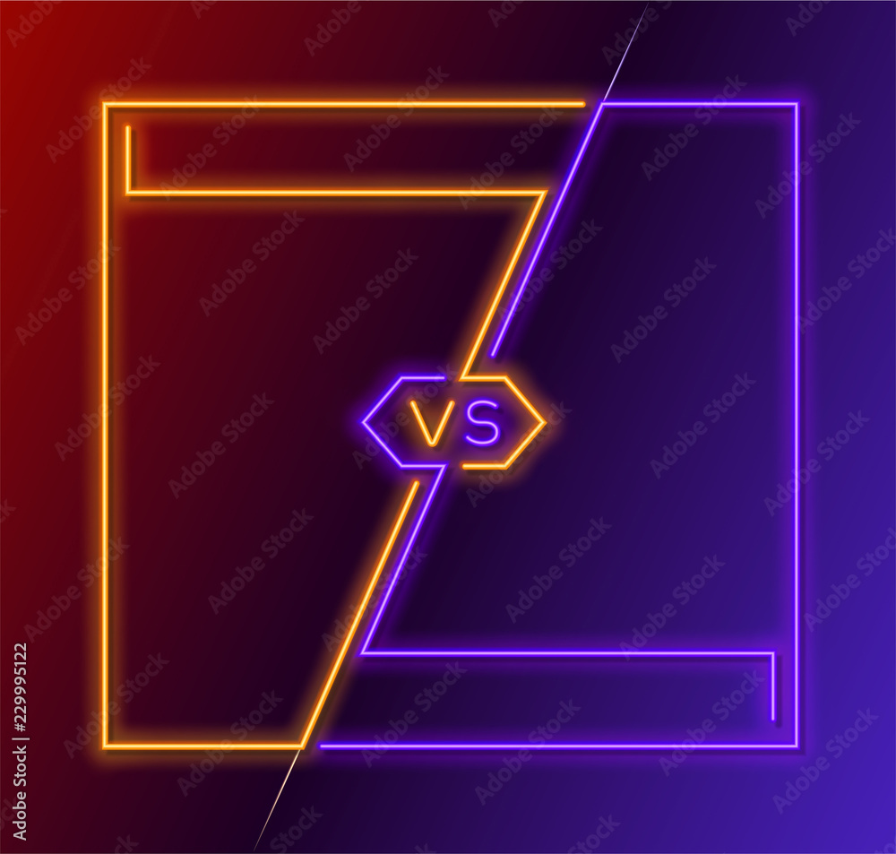 Neon frames for versus battle, sports and fight competition. Concept in ...