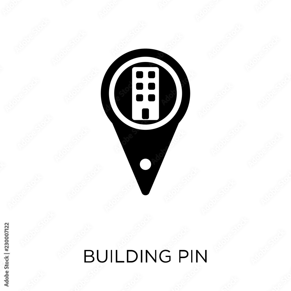 Building Pin icon. Building Pin symbol design from Maps and locations ...