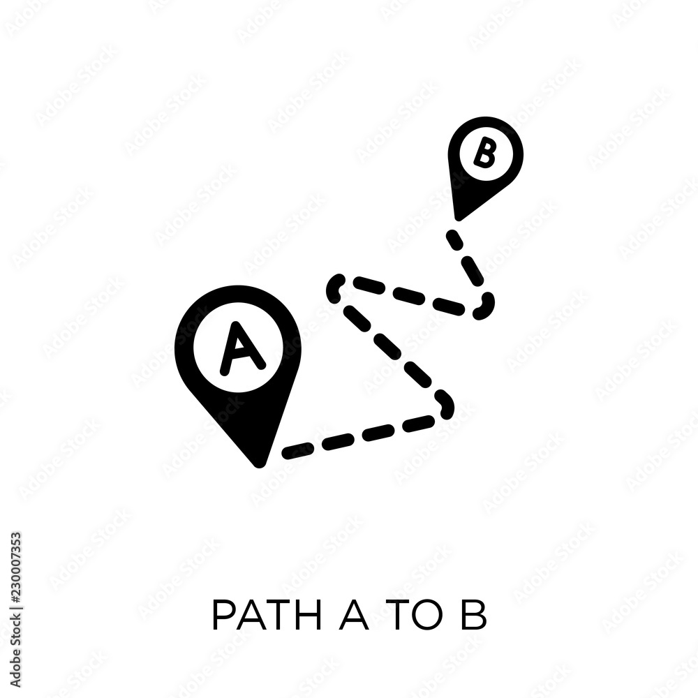 Path A to B icon. Path A to B symbol design from Maps and locations ...