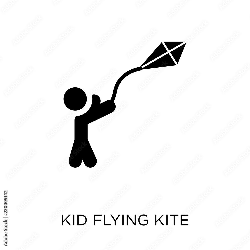 kid flying kite icon. kid flying kite symbol design from People ...