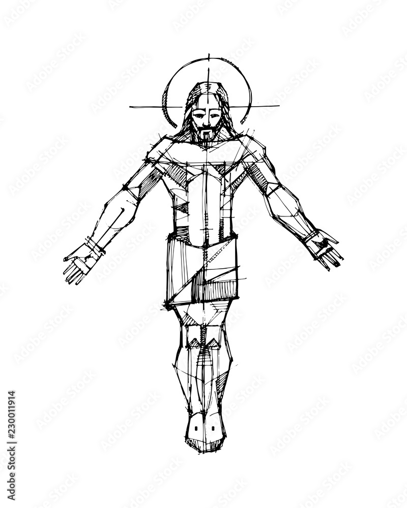 Jesus Christ vector hand drawn ink illustration Stock Vector | Adobe Stock