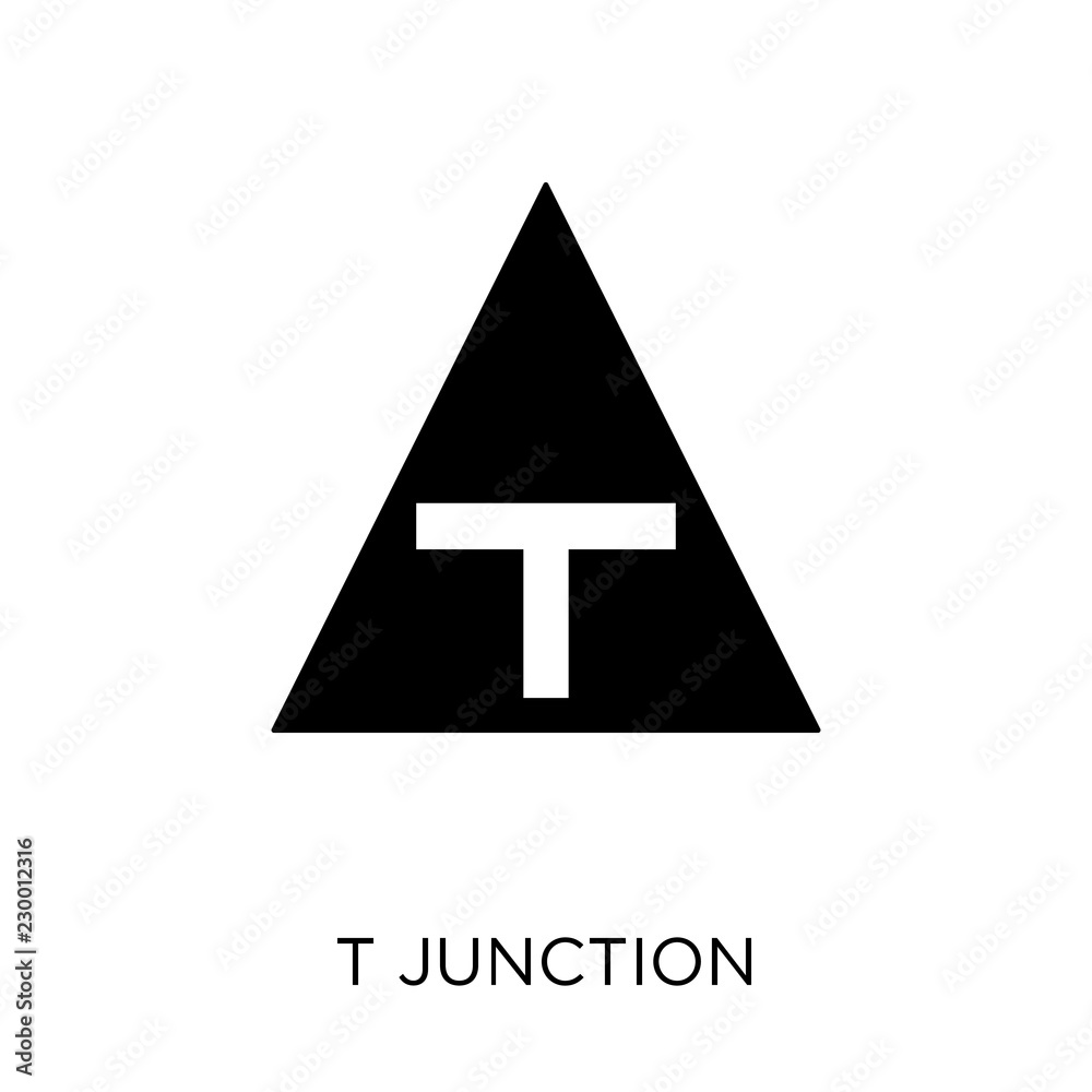 T junction sign icon. T junction sign symbol design from Traffic signs ...