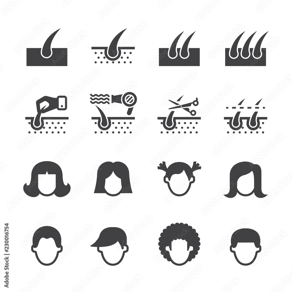 Hair icon set Stock Vector | Adobe Stock