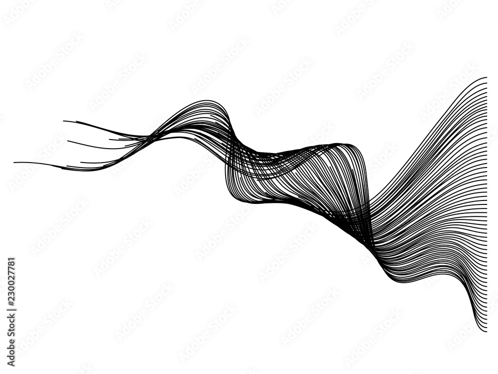 Vector black wave lines isolated on white background for design element ...
