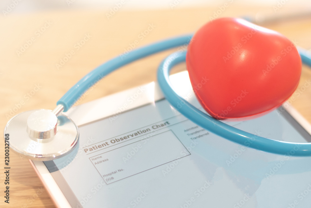 Hospital care concept. Digital patient observation chart on computer ...