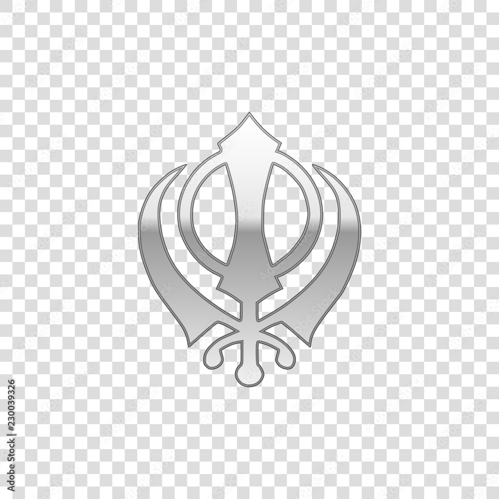 Silver Sikhism religion Khanda symbol isolated object on transparent ...